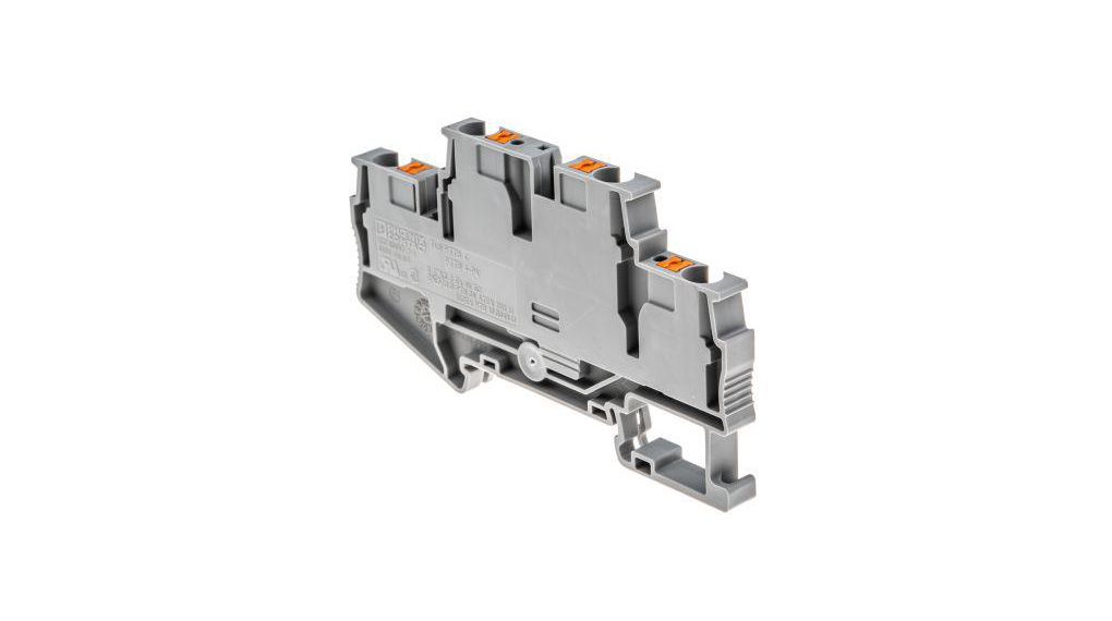 3211786 | Phoenix Contact PTTB 4 Series Grey Feed Through Terminal Block, 0.2 6mm², Double-Level ...